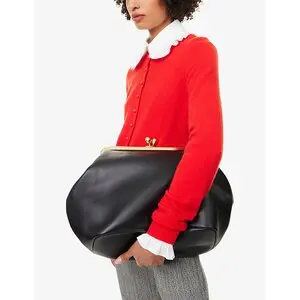 COACH Large Kisslock Leather Shoulder Bag - Black