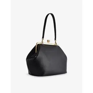 COACH Large Kisslock Leather Shoulder Bag - Black