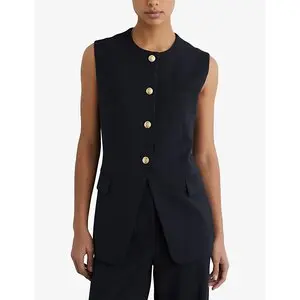 REISS Gabi Button-through Stretch-woven Waistcoat