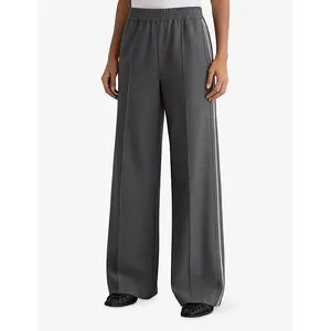REISS Marlow Mélange Side-stripe Wide-leg Trousers