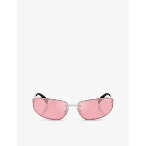 Miu Miu Oval-frame Metal Sunglasses - Silver