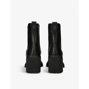 Carvela Mega Logo-plaque Leather Heeled Ankle Boots