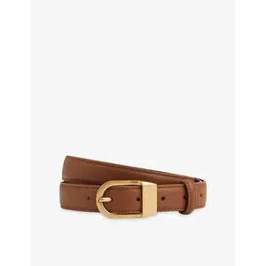 REISS Leather Belt With Gold-tone Buckle - Tan