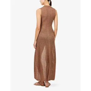 Devon Windsor Collared Metallic-knit Top