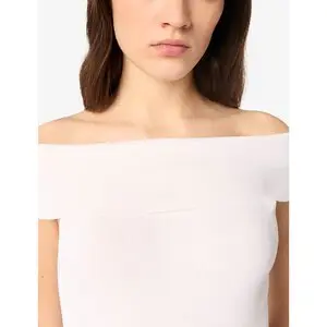 Maje Bardot-neck Slim-fit Stretch-woven Top