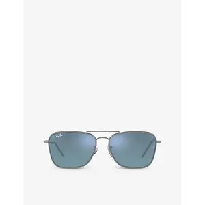 Ray-ban Caravan Square-frame Metal Sunglasses - Grey