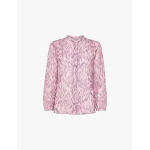 Whistles Leopard-print Pleated Woven Shirt