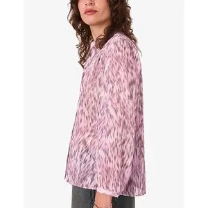 Whistles Leopard-print Pleated Woven Shirt