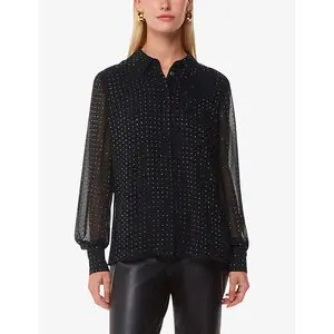Whistles Hot Fix Diamanté-embellished Woven Blouse