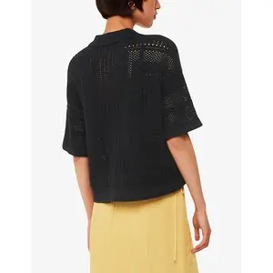 Whistles Button-down Short-sleeve Crochet Shirt
