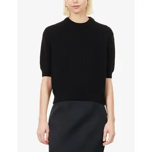 Khaite Davin Short-sleeve Cashmere Jumper - Black