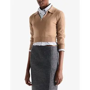 Prada Cashmere Short-sleeve Polo Jumper