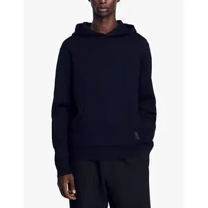 Sandro Stretch-woven Hoodie With Logo Patch