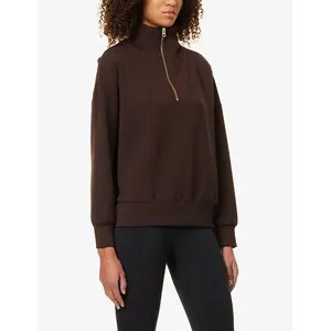 Varley Hawley Half-zip Stretch-woven Sweatshirt - Coffee Bean
