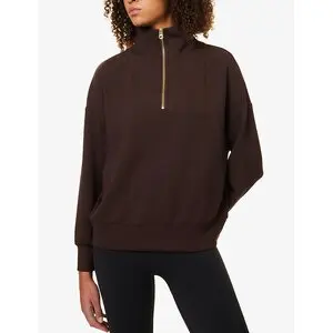Varley Hawley Half-zip Stretch-woven Sweatshirt - Coffee Bean