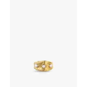 Monica Vinader Capri 18ct Yellow Vermeil And Triple Pearl Ring