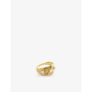 Monica Vinader Capri 18ct Yellow Vermeil And Triple Pearl Ring