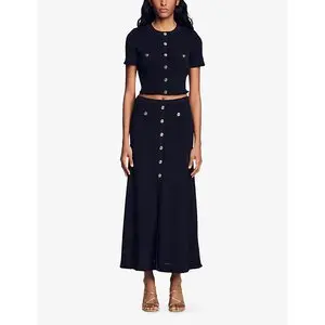 Sandro Pointelle-texture Knitted Cropped Top