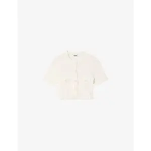Sandro Cropped Pointelle-texture Knitted Top