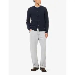 BELIER Collarless Knitted Cotton Cardigan