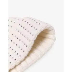 Maje Wool Beanie Hat With Rhinestone Embellishments - Ecru