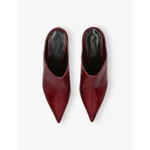 Le Monde Beryl Leather Mid-heel Mules - Red/dark