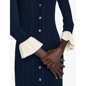 Sandro V-neck Knitted Midi Dress