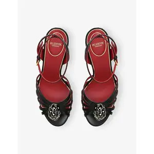 Valentino Garavani Panthea 85 Leather Heeled Sandals - Black