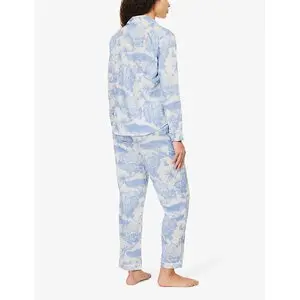 Desmond & Dempsey Loxodonta Graphic-print Cotton Pyjamas