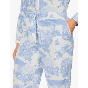 Desmond & Dempsey Loxodonta Graphic-print Cotton Pyjamas