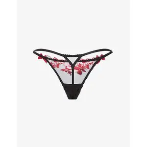 Agent Provocateur Callypso Floral-embroidered Mesh Thong