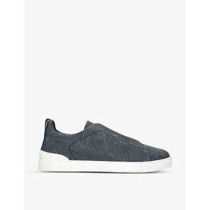 Zegna Triple Stitch Canvas Low-top Trainers - Navy
