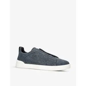 Zegna Triple Stitch Canvas Low-top Trainers - Navy