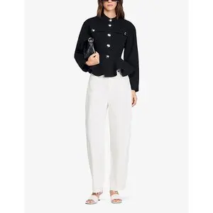Sandro Peplum-hem Cropped Woven Jacket