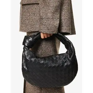 Bottega Veneta Jodie Small Leather Hobo Bag - Black-gold