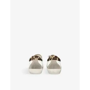 GOLDEN GOOSE Super Star Leather Trainers With Glitter Star And Leopard Trim