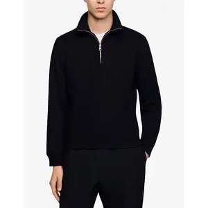 Sandro Funnel-neck Half-zip Sweatshirt - Black
