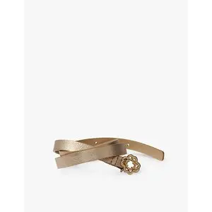 Maje Clover Buckle Metallic Leather Belt - Or