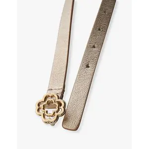 Maje Clover Buckle Metallic Leather Belt - Or