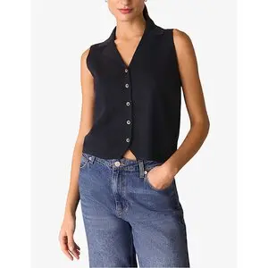 Whistles Maisie Button-front Cotton-blend Tank Top