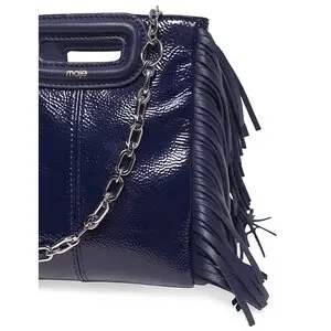 Maje Mini M Branded Leather Bag - Navy