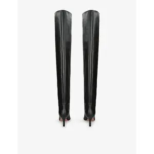 Amina Muaddi Jamie 80 Leather Thigh-high Boots - Black