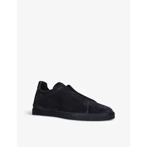 Zegna Triple Stitch Suede Low-top Trainers - Navy