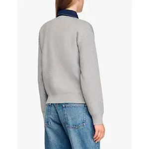 Sandro Denim Button-down Polo-collar Knitted Jumper