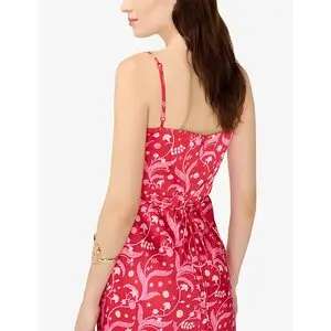 OMNES Jules Leaf-print Satin Maxi Dress