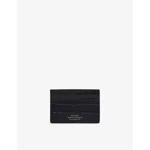 Smythson Flat Leather Card Holder - Navy