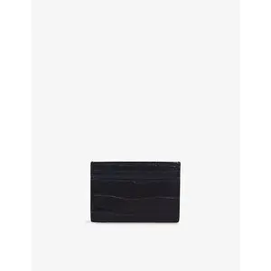 Smythson Flat Leather Card Holder - Navy