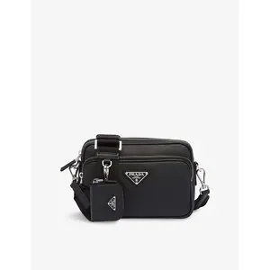 Prada Brand-plaque Saffiano Leather Shoulder Bag - Black