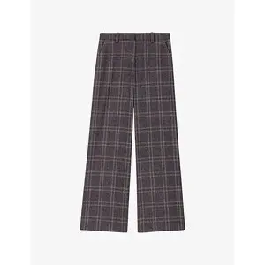 Maje Checked Wide-leg Stretch-woven Trousers