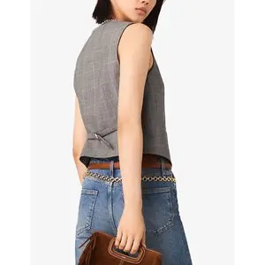 Maje Checked V-neck Waistcoat